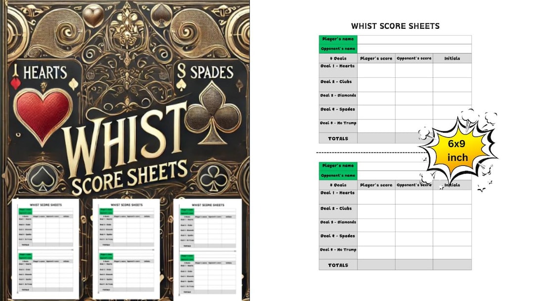 Whist Score Sheets - Etsy