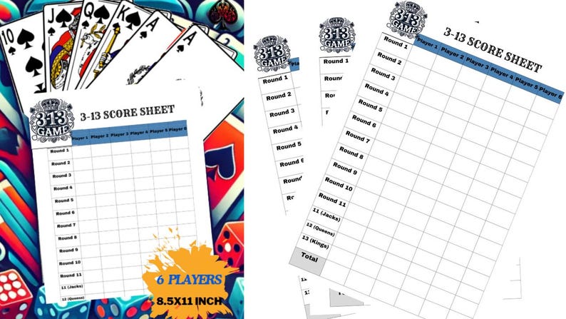 3-13 Game Score Sheet Printable (PDF) 8.5x11 Inch - Etsy