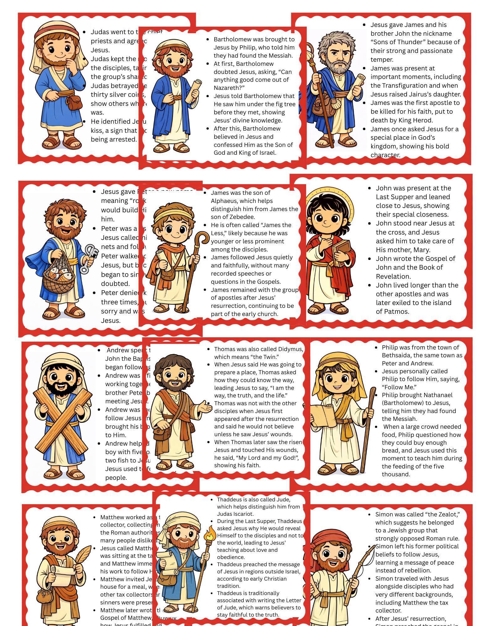 The Twelve Disciples Craft Mini Book | Bible Coloring & Memory Game ...