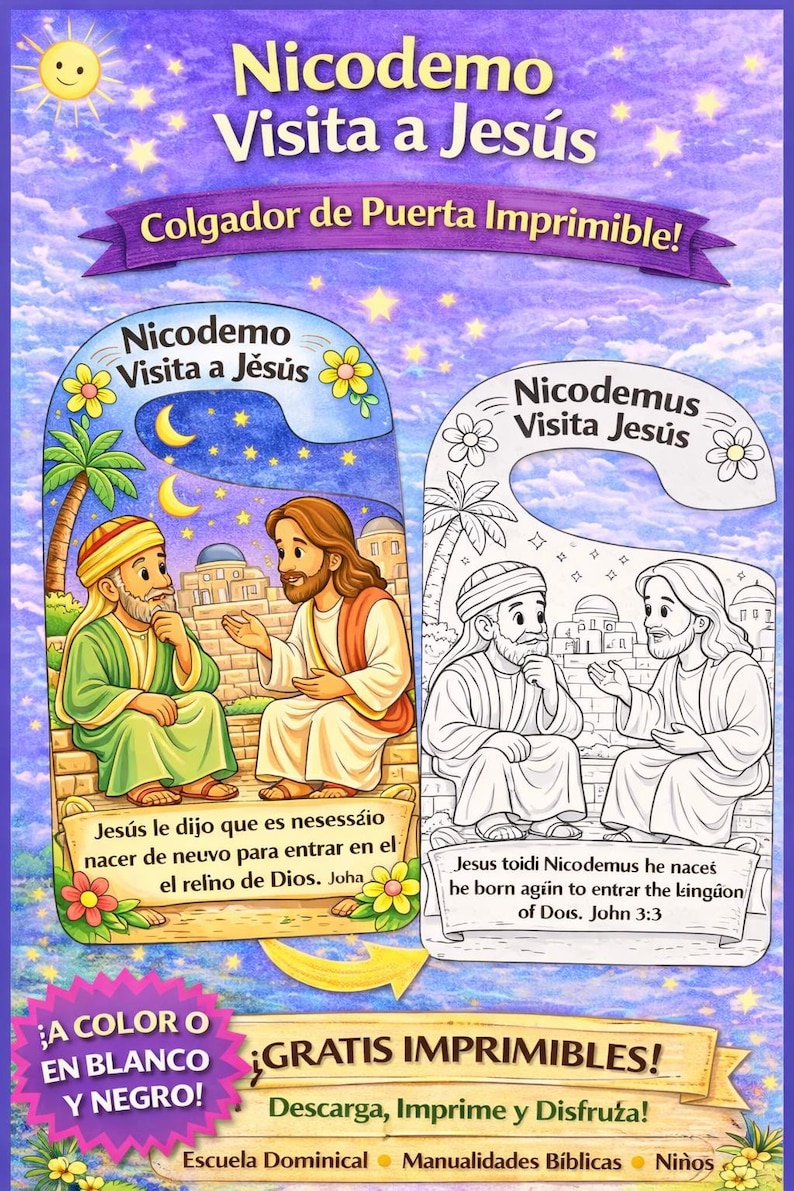 Nicodemus Visits Jesus Door Hanger Craft |(spanish Version Included ...