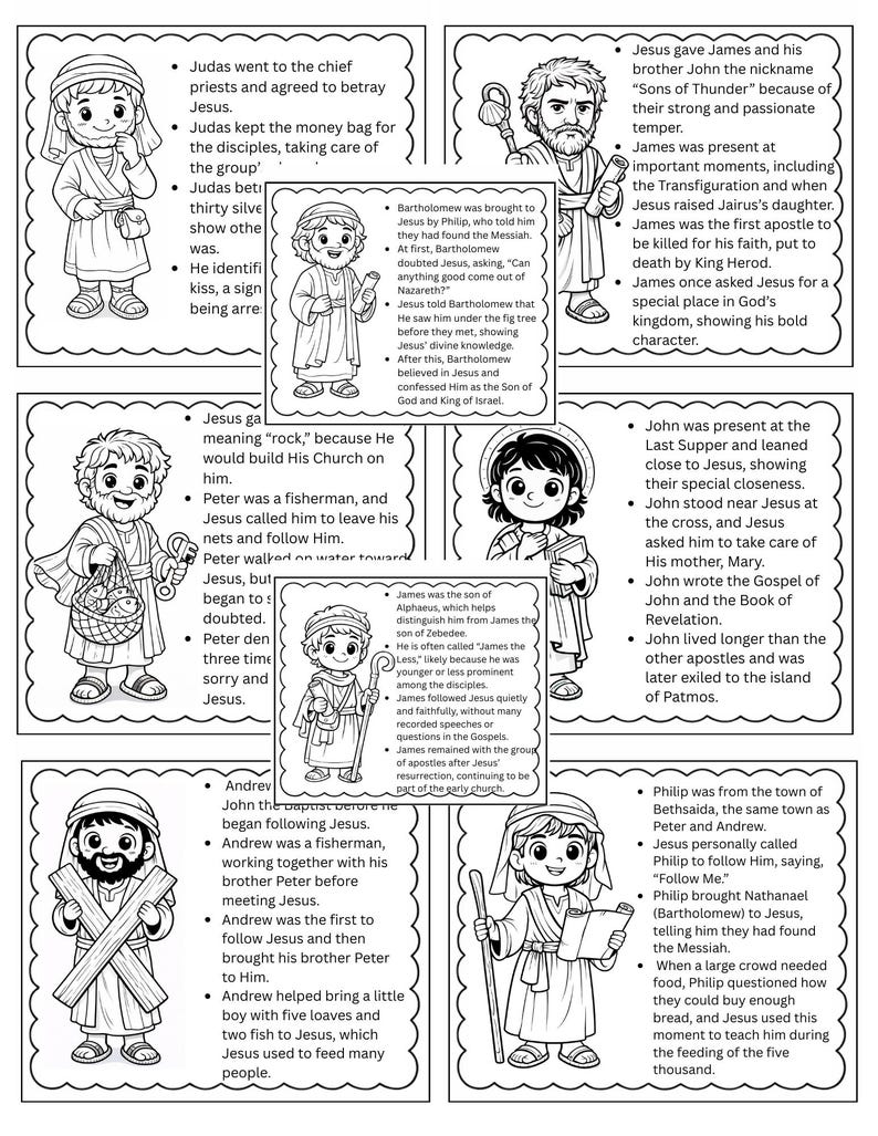 The Twelve Disciples Craft Mini Book | Bible Coloring & Memory Game ...