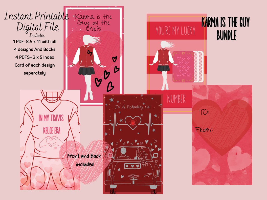 Taylor Swift and Travis Kelce Inspired Valentines Day Cards Printable ...