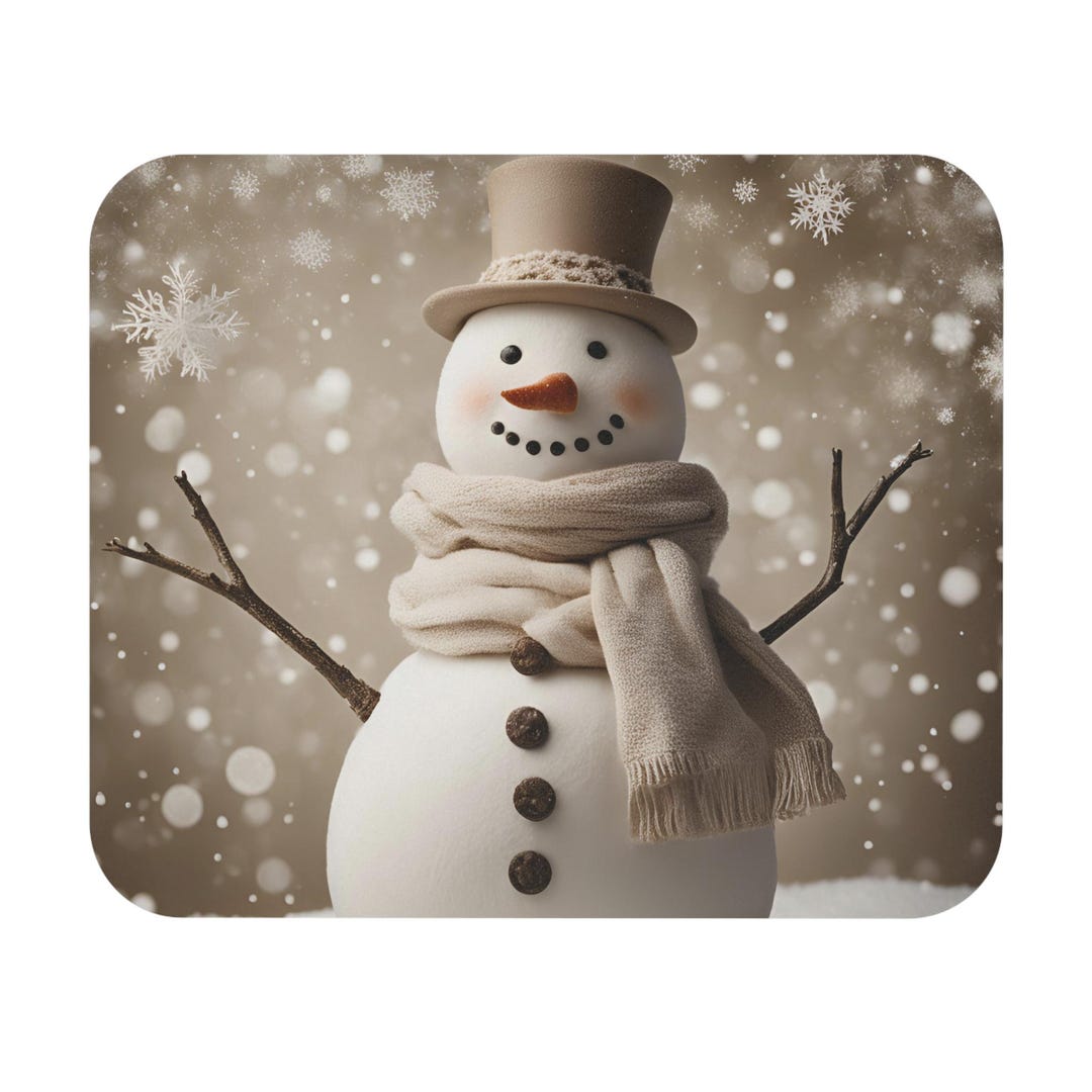 Snowman Mouse Pad, Office Desk Decor, Winter Mouse Mat, Holiday Gift ...