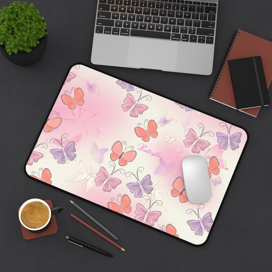 Pink Butterflies Desk Mat Refresh Your Office Space Today With Pink ...