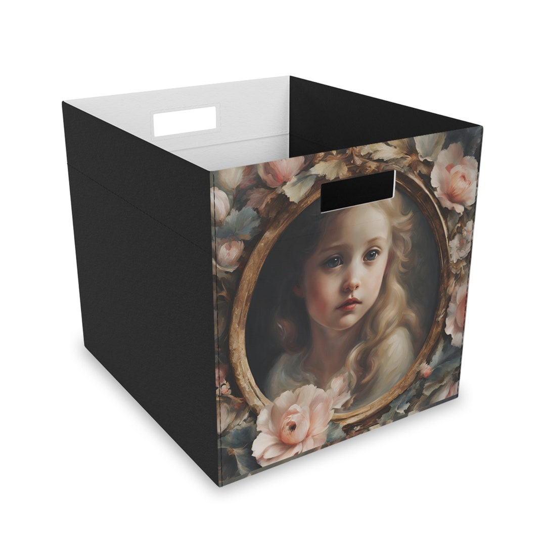 Classic Victorian Felt Storage Box, Beautiful Girl Image in Victorian ...