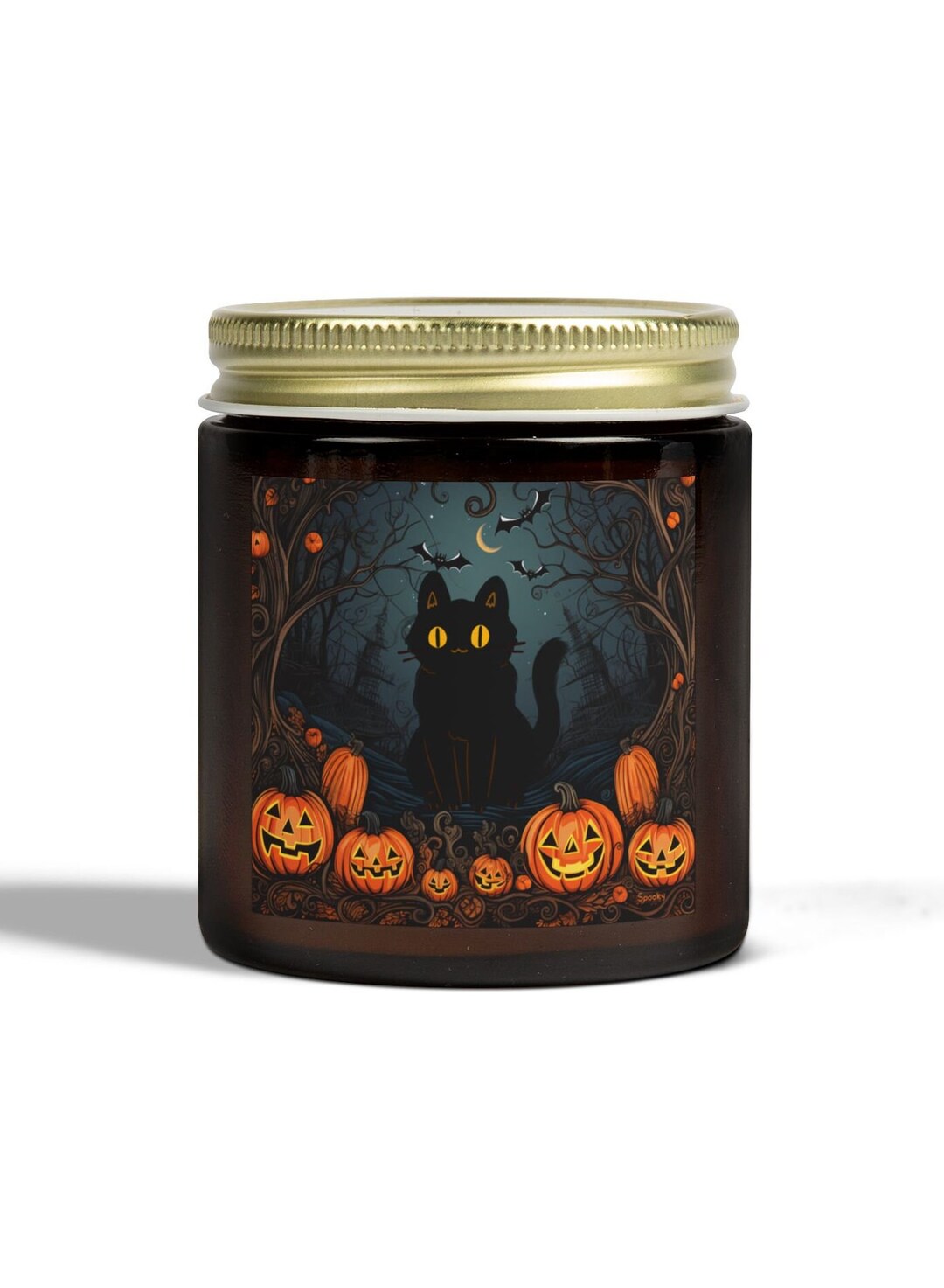 Spooky Halloween Cat Scented Coconut Apricot Candles, Halloween Candle ...