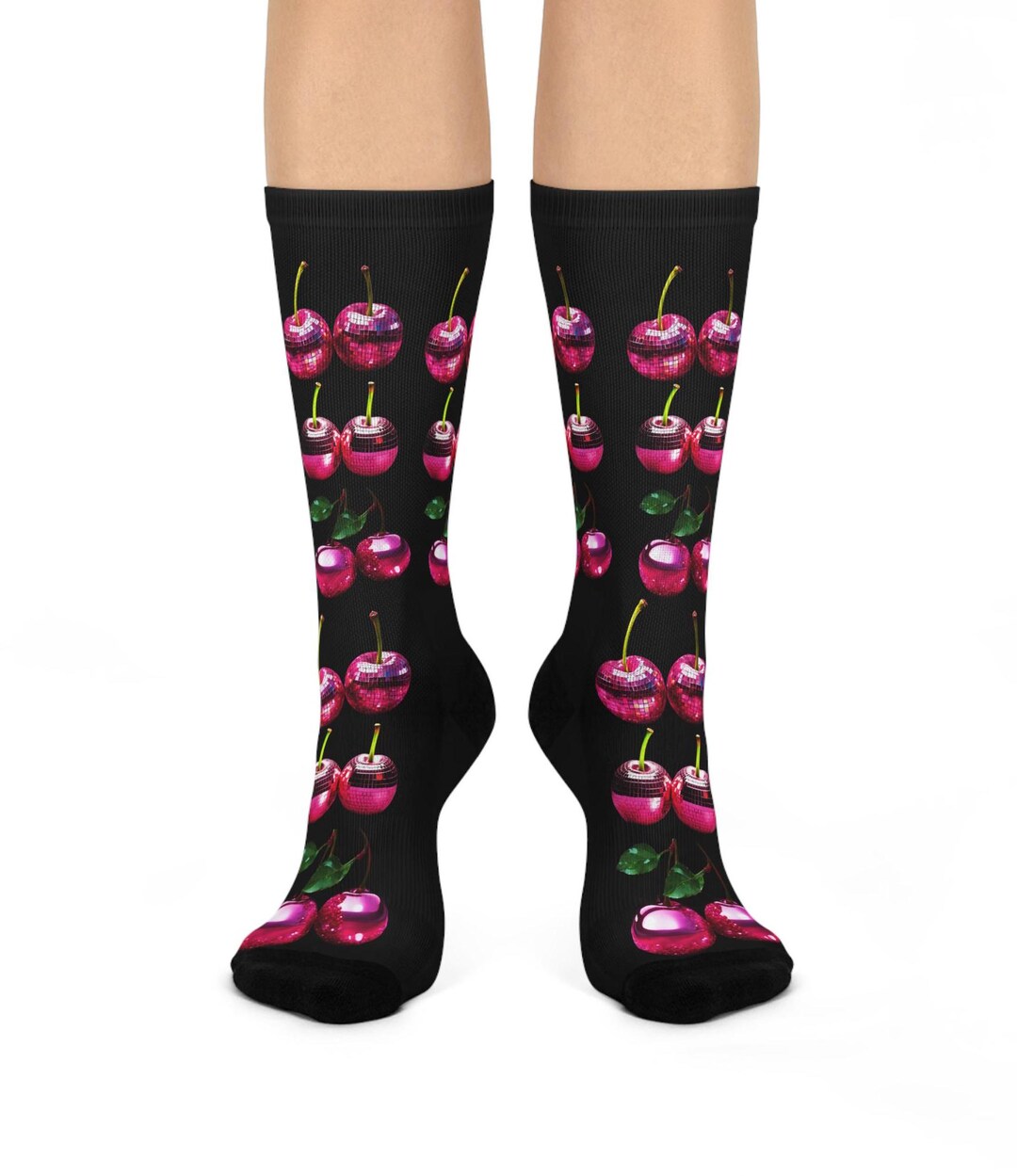 Pink Disco Ball Cherries, Cute Black and Pink Socks, Cute Gift for Her ...
