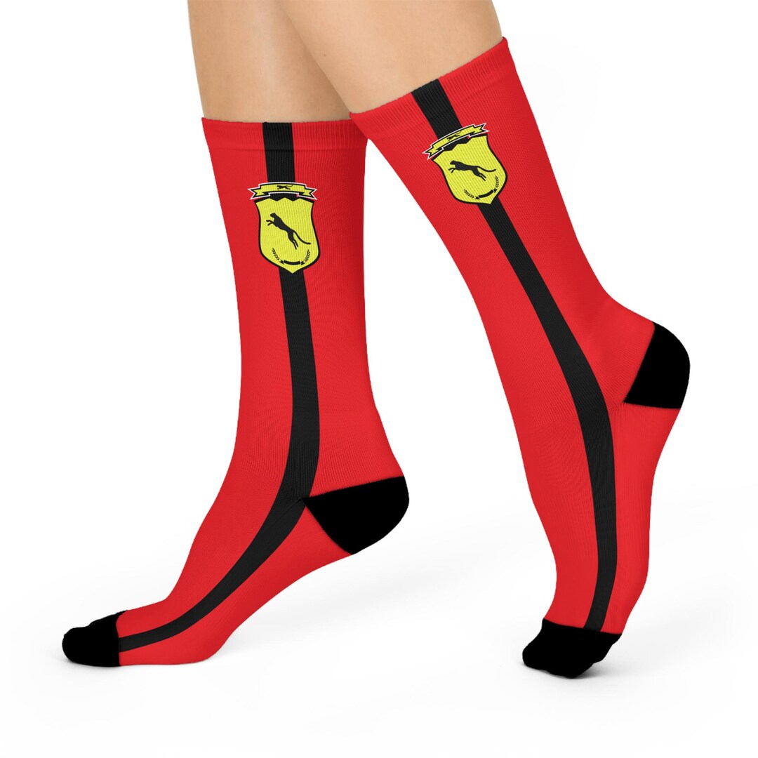 Crew Socks, Red and Yellow Race Car Socks, Italian Racing Theme, Fun ...