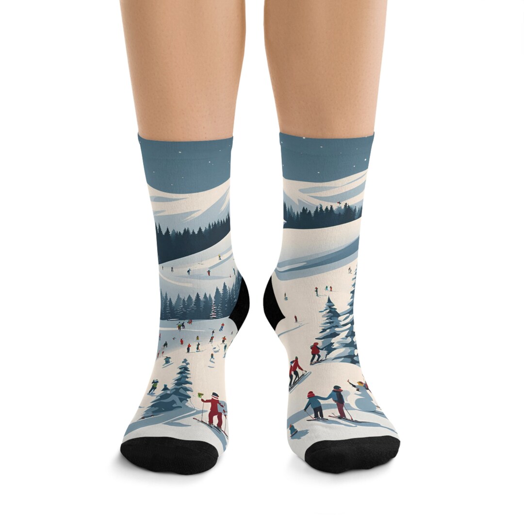 Ski Hill Recycled Poly Socks, Ski Resort Socks, Stocking Stuffer for ...
