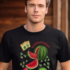 Watermelon Fresh Fruit T-shirt Summer Tee Spring Shirt Botanical Nature ...