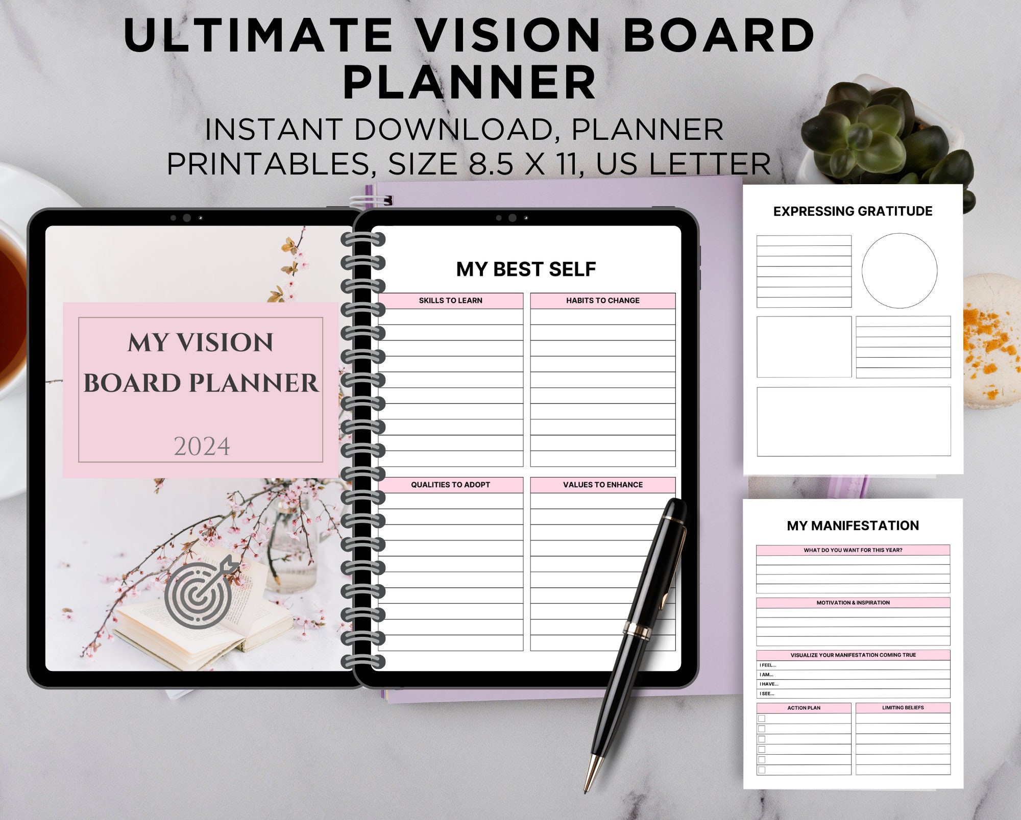 Vision Board Planner, Instant Download Vision Board Planner, Dream Life ...