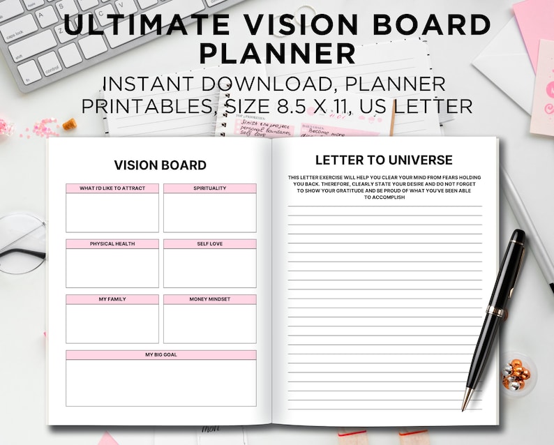 Vision Board Planner, Instant Download Vision Board Planner, Dream Life ...
