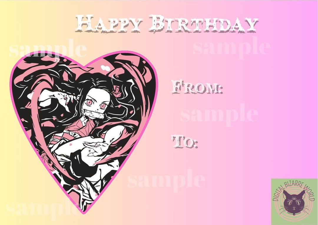 Anime Birthday Cards, Anime Printables, Instant Download, Shinobu ...