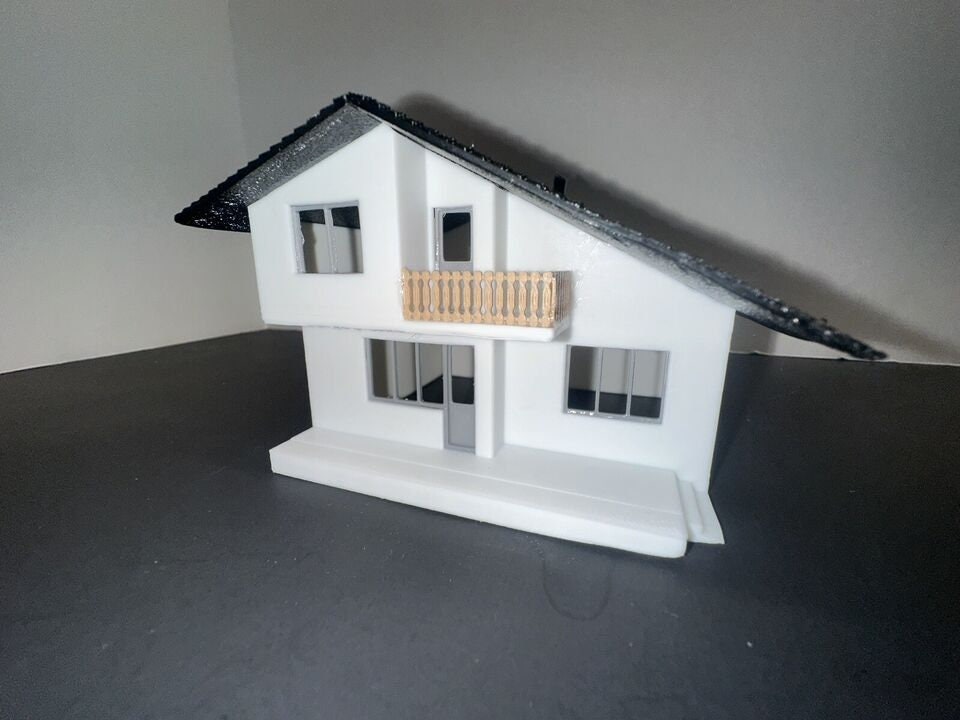 HO Scale Mountain House Alpine White Chalet 1:87 Modern Ski Home ...