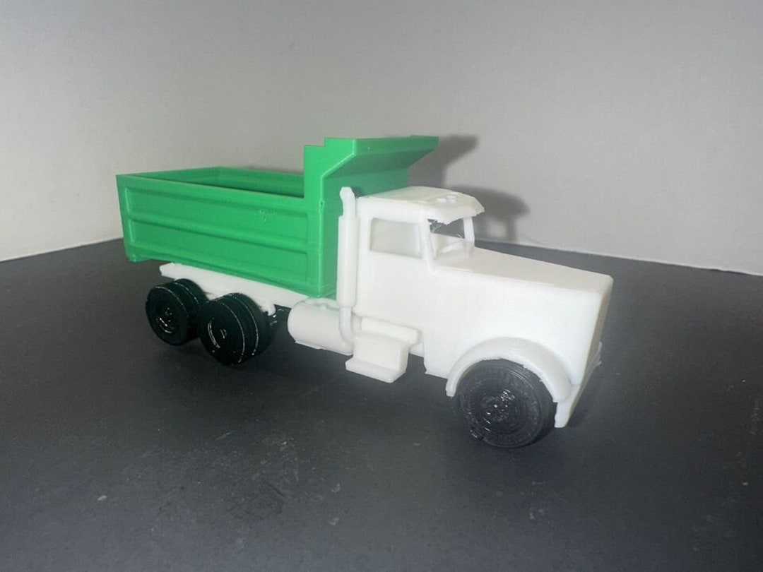 HO Scale Dump Truck Tandem Axle Construction Vehicle White 1:87 Semi ...