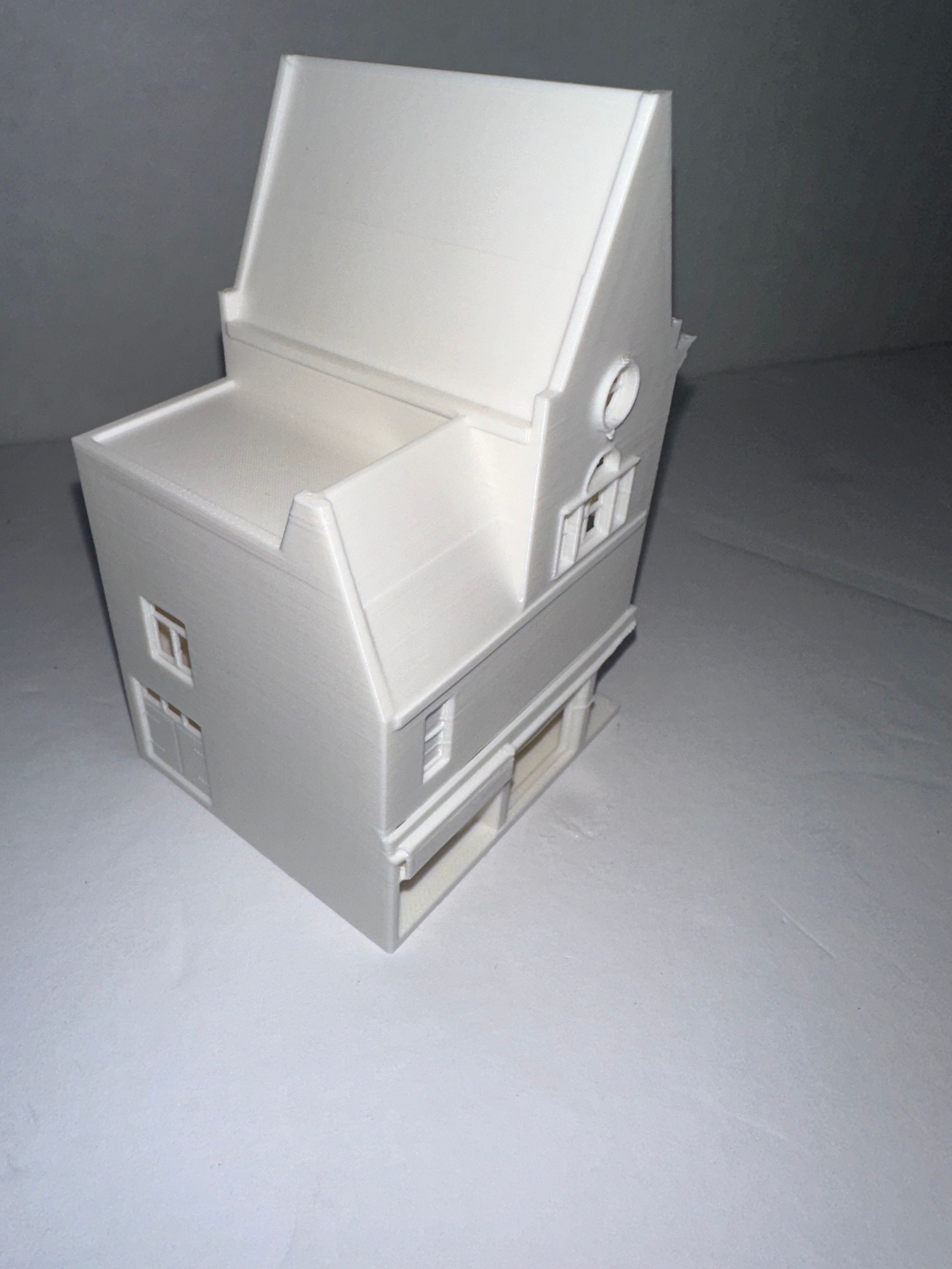 N Scale Dutch Corner Store Detailed 3D Model Main Street Building White ...