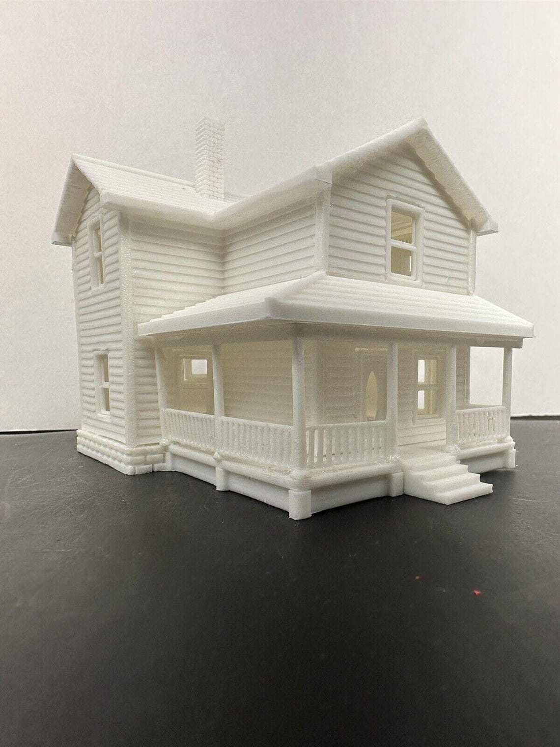 HO - Scale Modern Suburban Home 1:87 Farm House With Porch White Highly ...