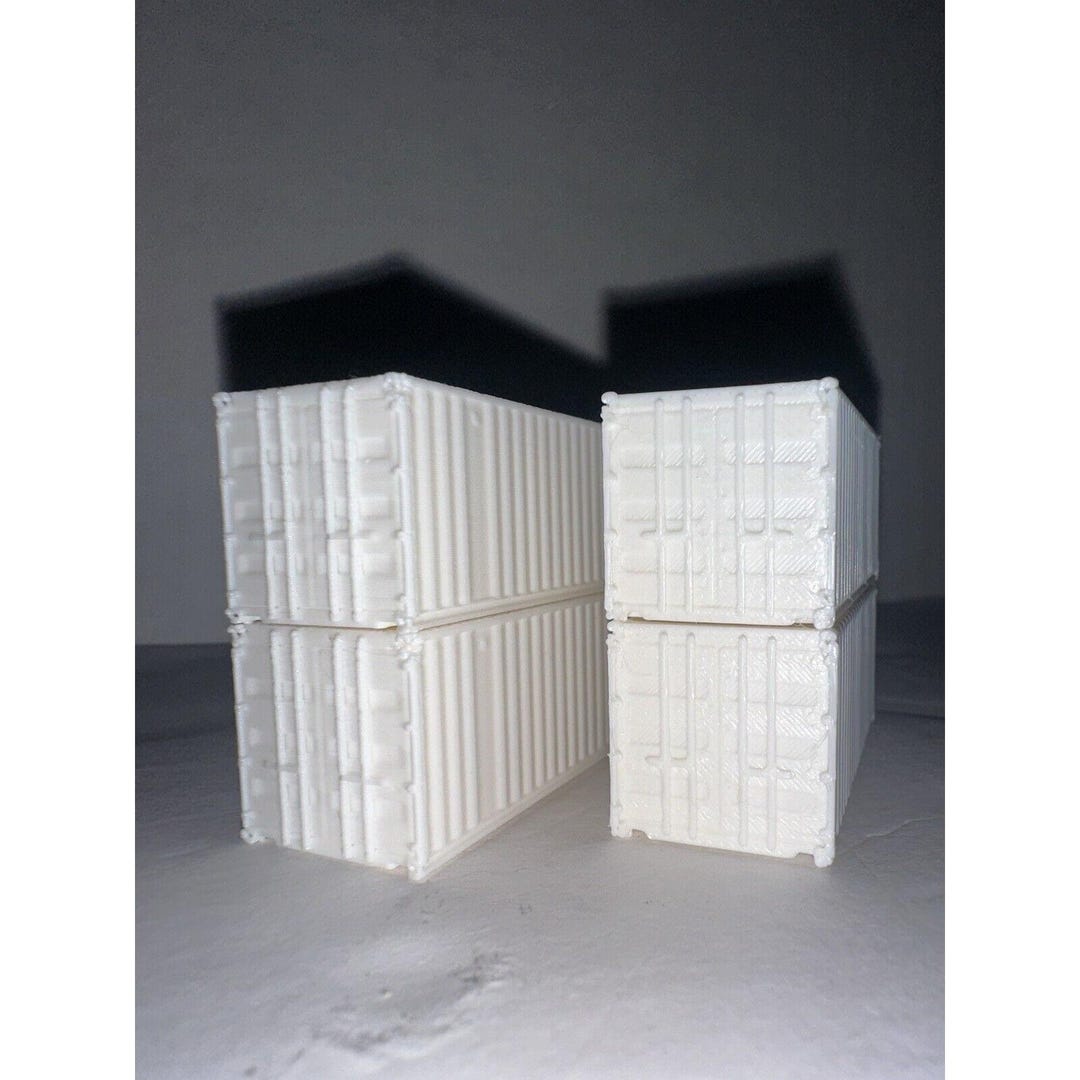 N Scale Shipping Containers (4-pack) High Detail 3D Model 1:160 White ...