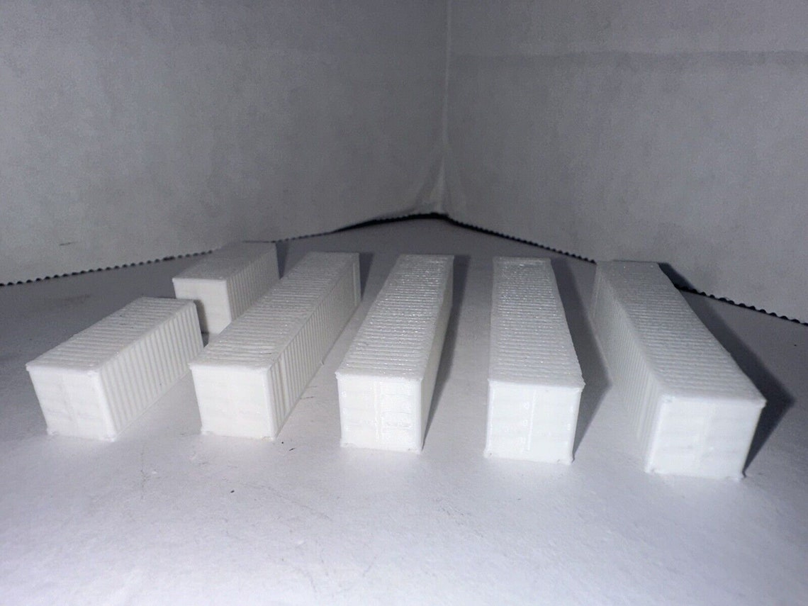 Z Scale Shipping Container 6 Pack White Unpainted 1:220 Detailed 40ft ...