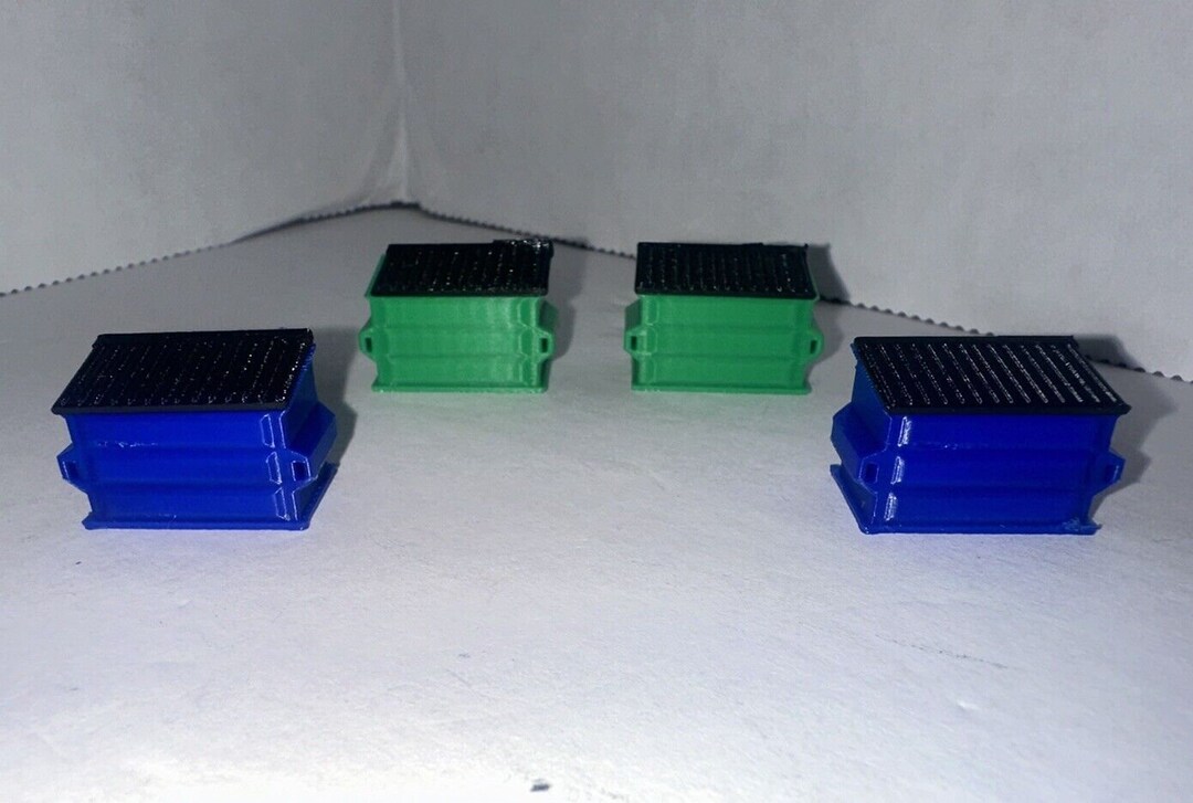 HO Scale Dumpsters (4 Pack) High Detail Trash / Recycling Bins 1:87 ...