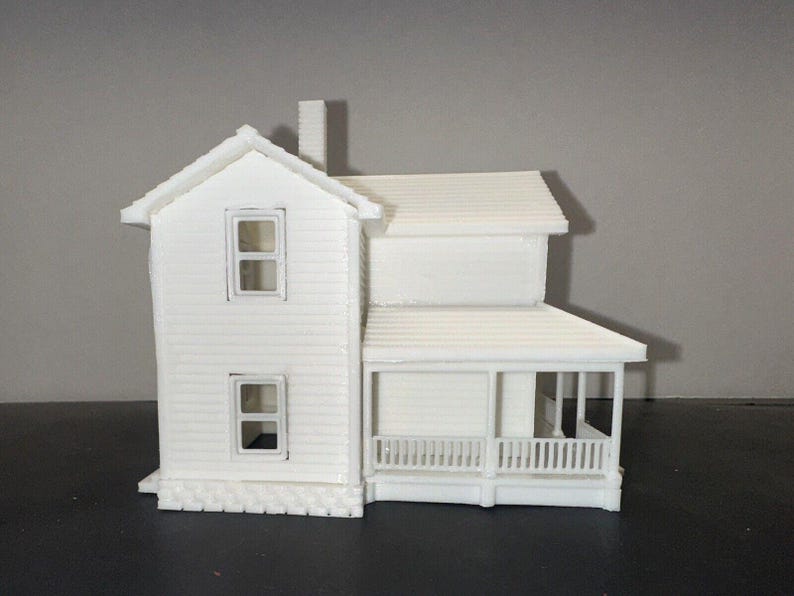 HO - Scale Modern Suburban Home 1:87 Farm House With Porch White Highly ...