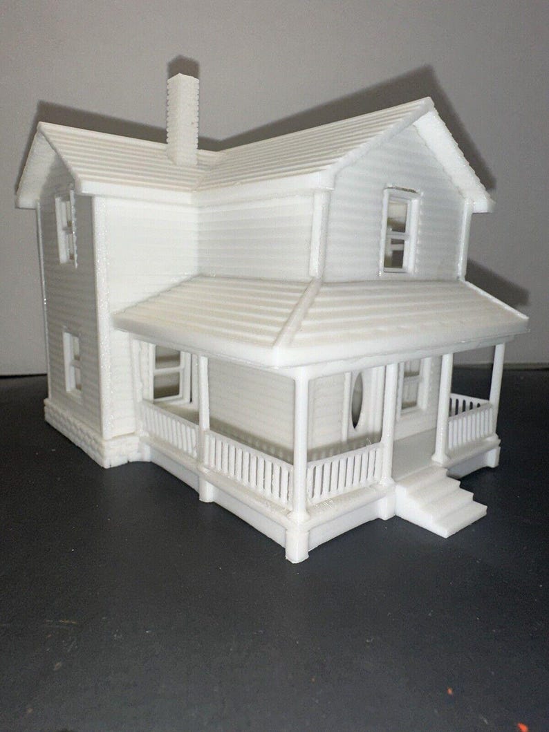HO - Scale Modern Suburban Home 1:87 Farm House With Porch White Highly ...