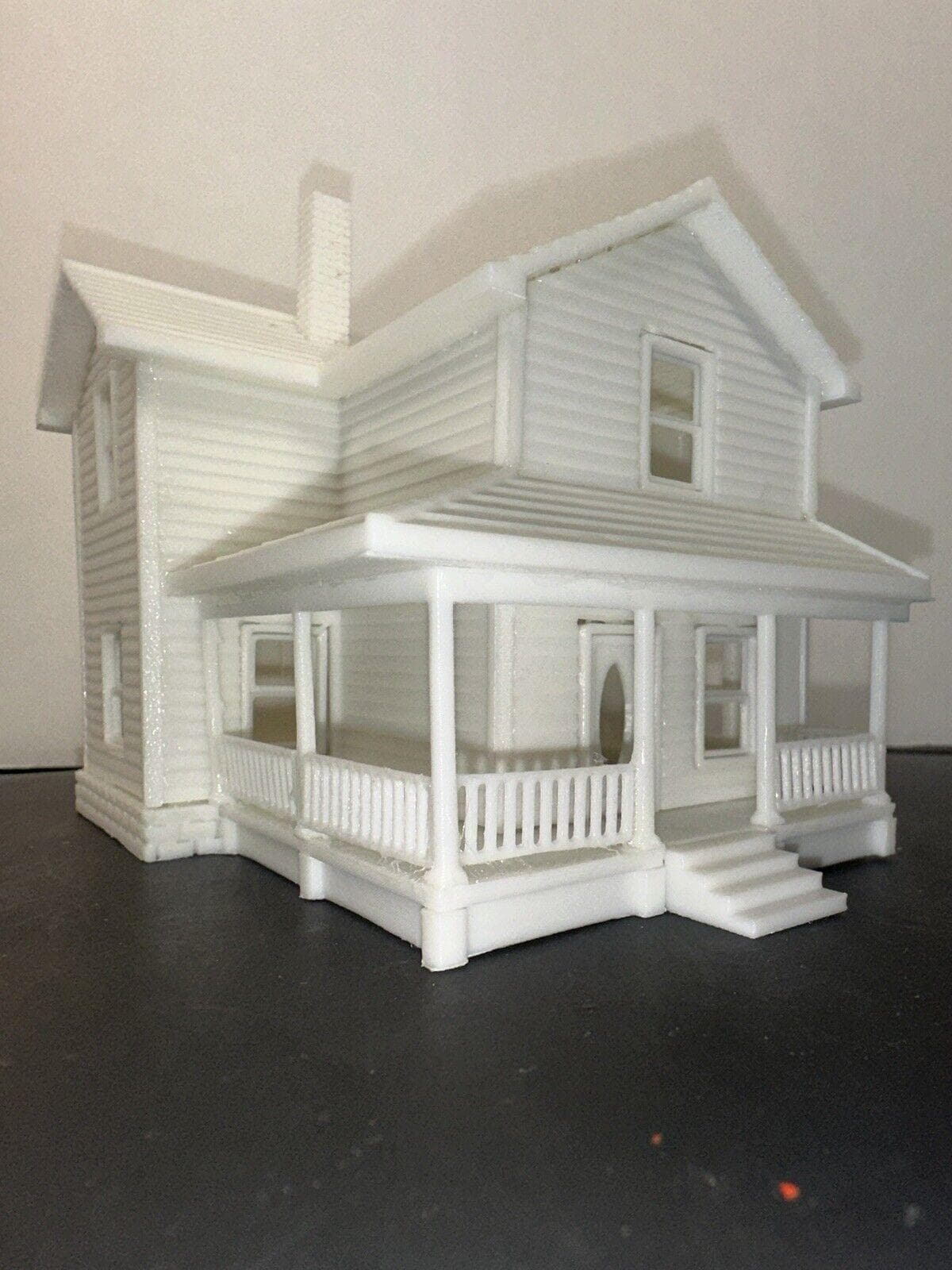 HO Scale Modern Suburban Home 1:87 Farm House With Porch White Highly ...