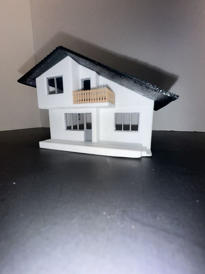 HO Scale Mountain House Alpine White Chalet 1:87 Modern Ski Home ...