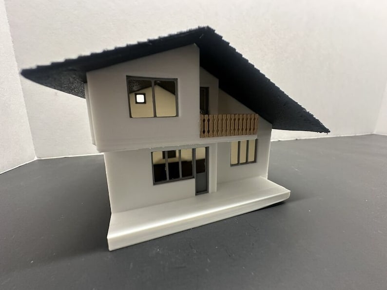 HO Scale Mountain House Alpine White Chalet 1:87 Modern Ski Home ...