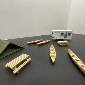 HO Scale Camping Set With 1:87 Camper / Mobile Home RV, Canoes, Tent ...