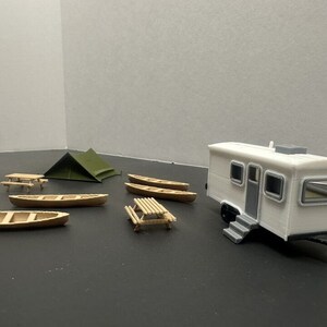 HO Scale Camping Set With 1:87 Camper / Mobile Home RV, Canoes, Tent ...