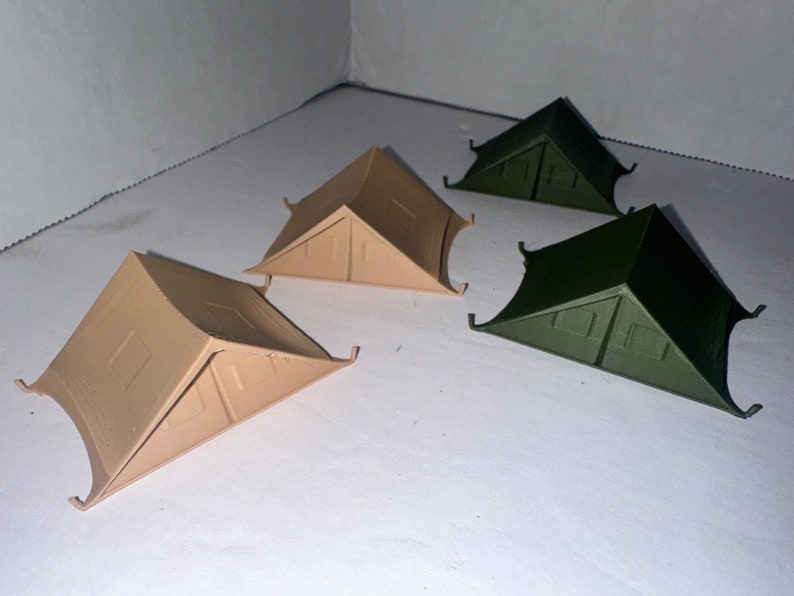 HO Scale Camping Tents 4-pack Army / Military Colors 1:87 Camp Scenery ...