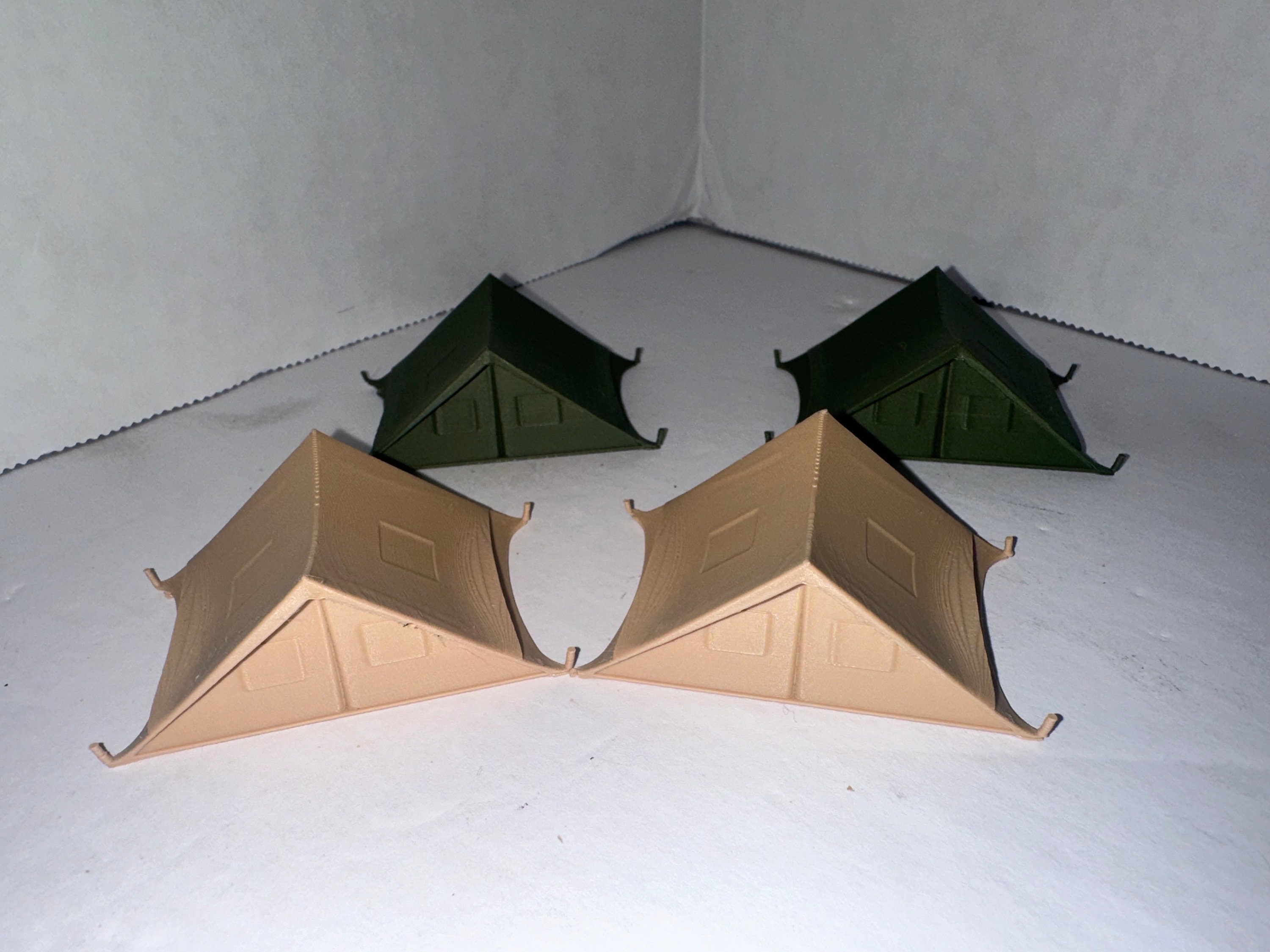HO Scale Camping Tents 4-pack Army / Military Colors 1:87 Camp Scenery ...