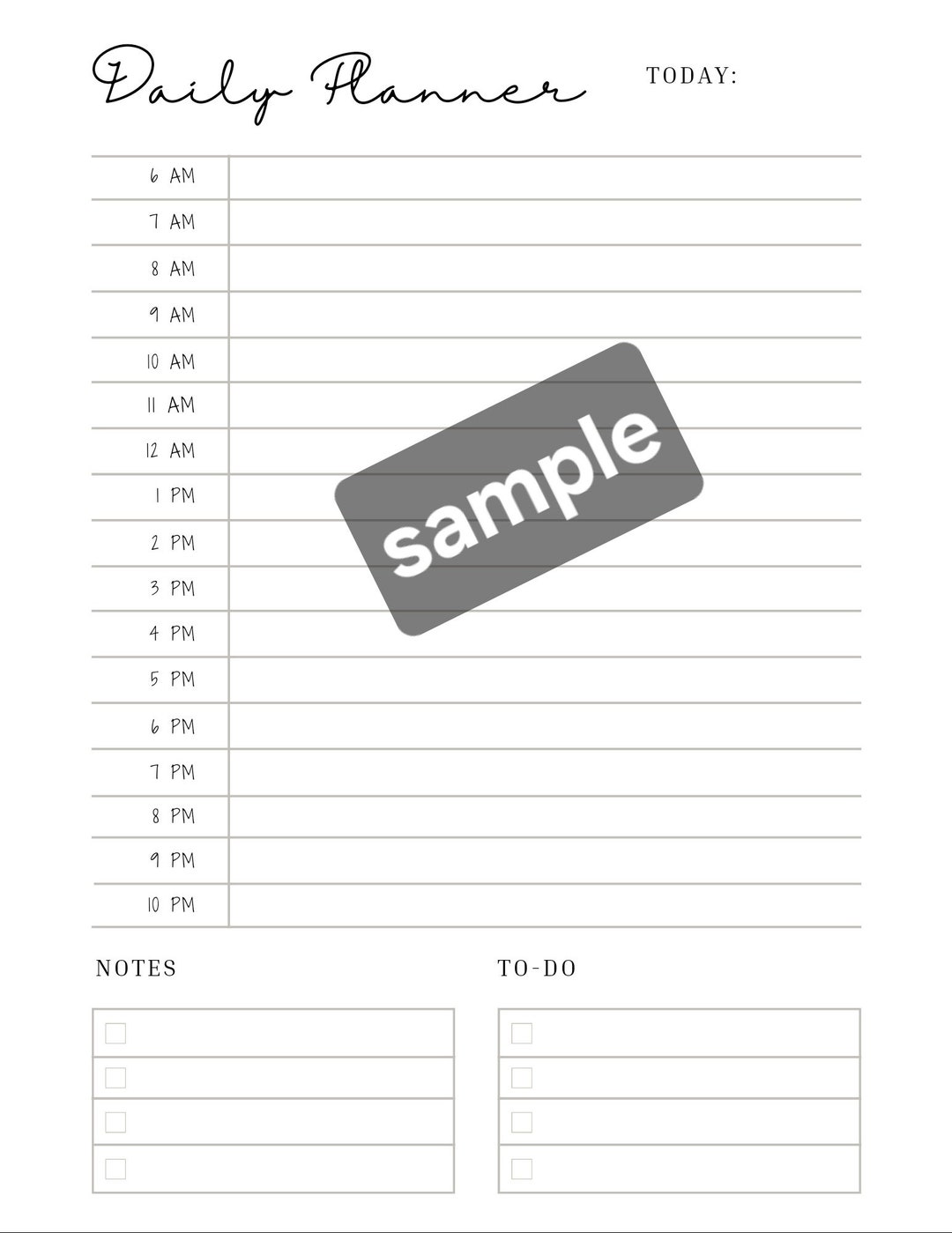 Daily Planner Simple Design Digital Download Printable Organization - Etsy
