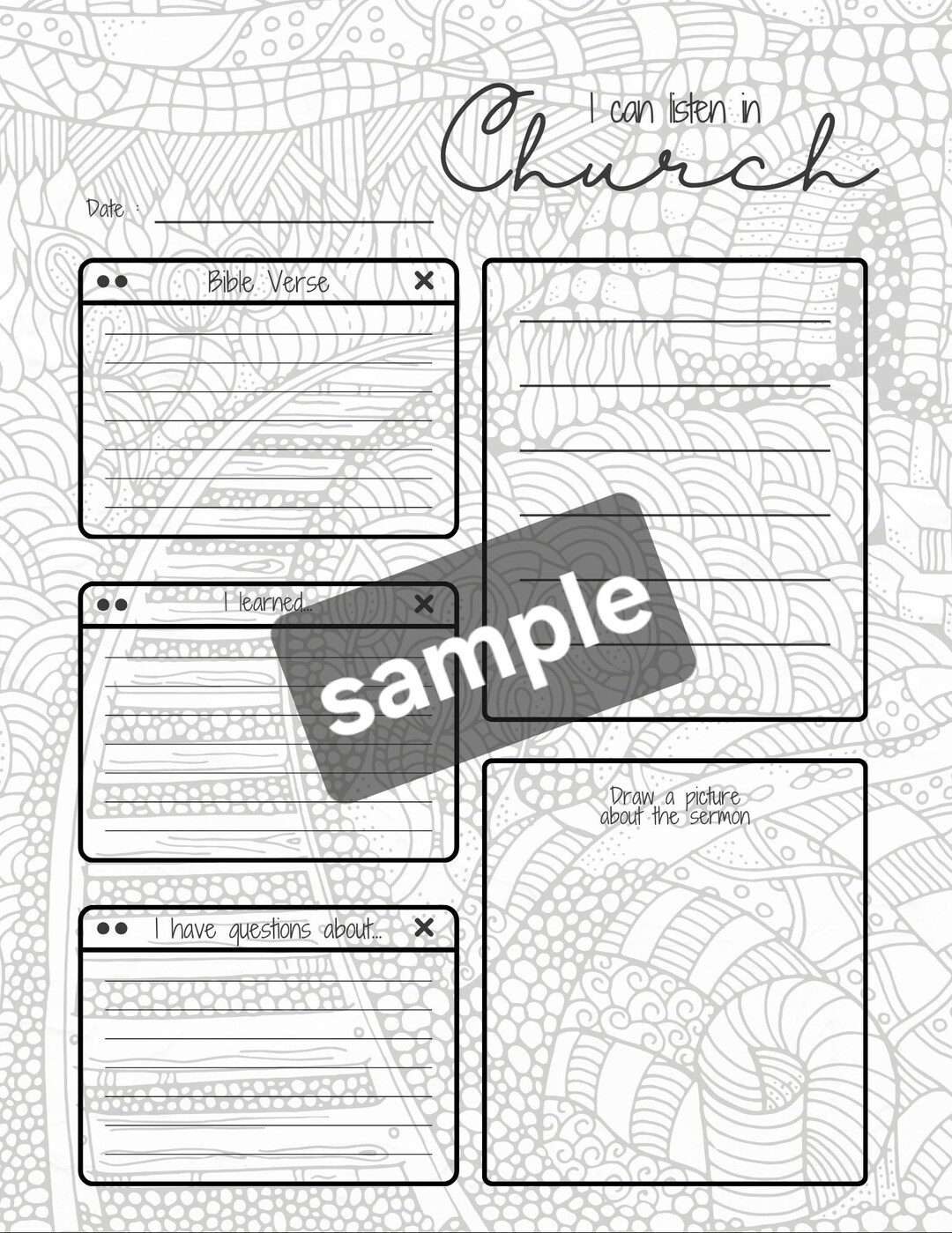 Church Notes for Adults and Kids Printable Downloadable Sermon Coloring ...