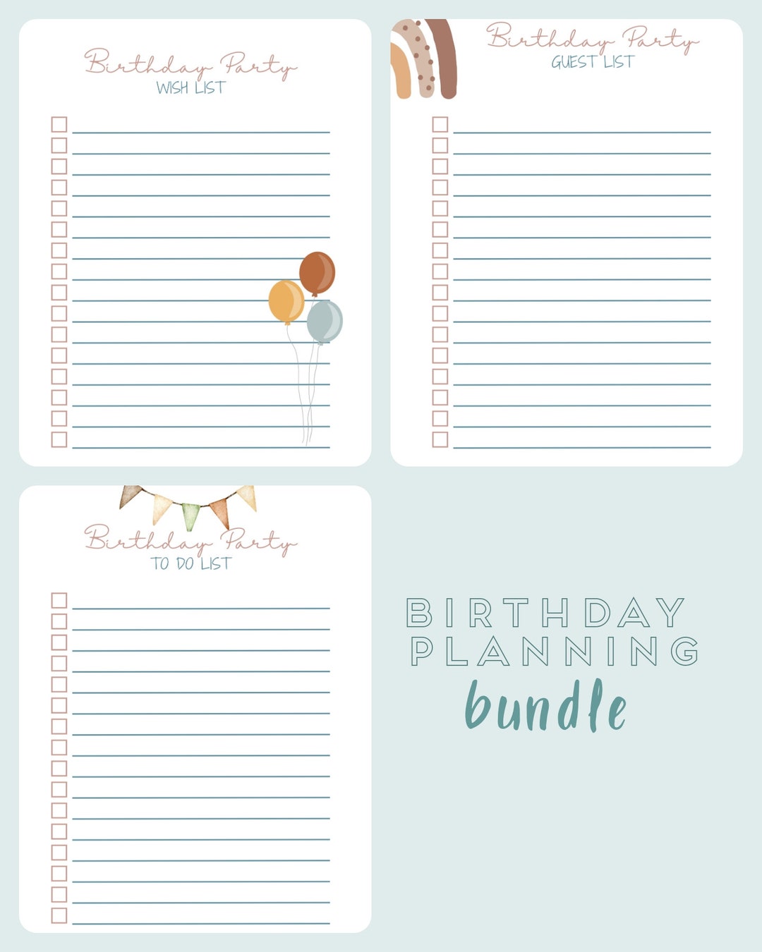 Birthday Planning Bundle Printable Download Digital - Etsy