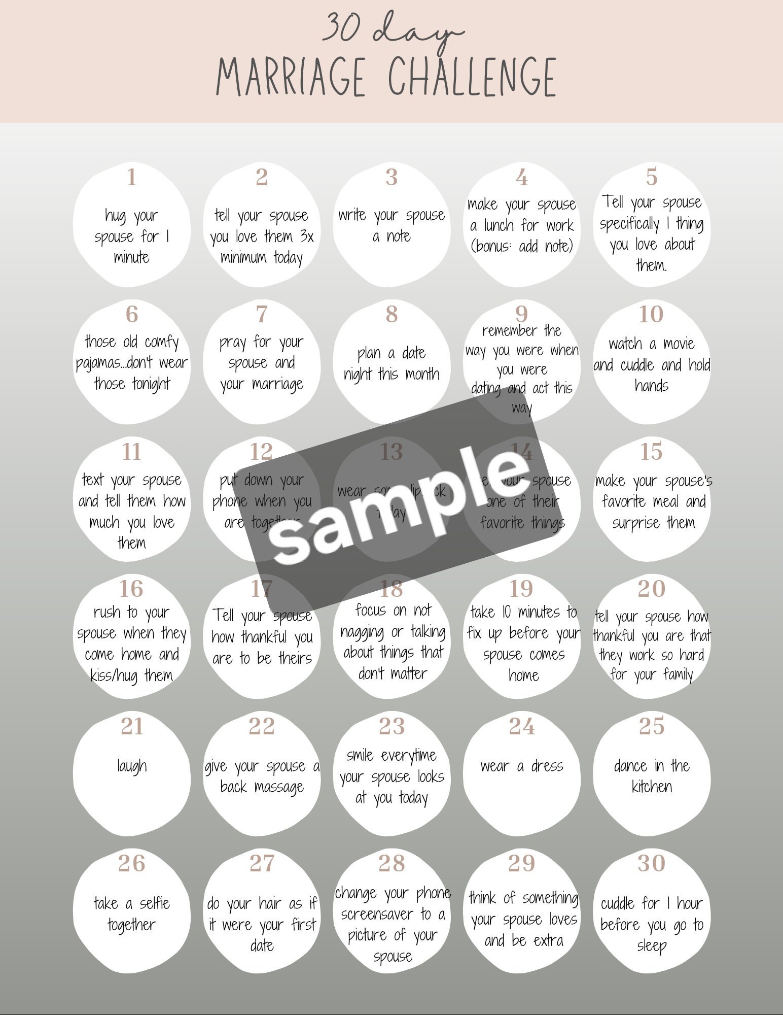 30 Day Marriage Challenge Printable Download Digital - Etsy