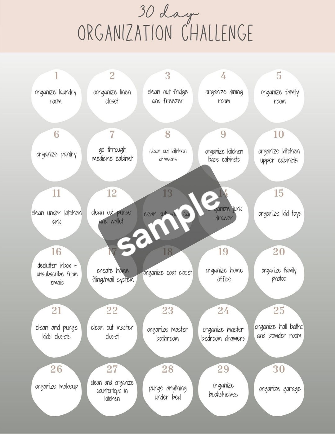 30 Day Organization Challenge Printable Download Digital - Etsy