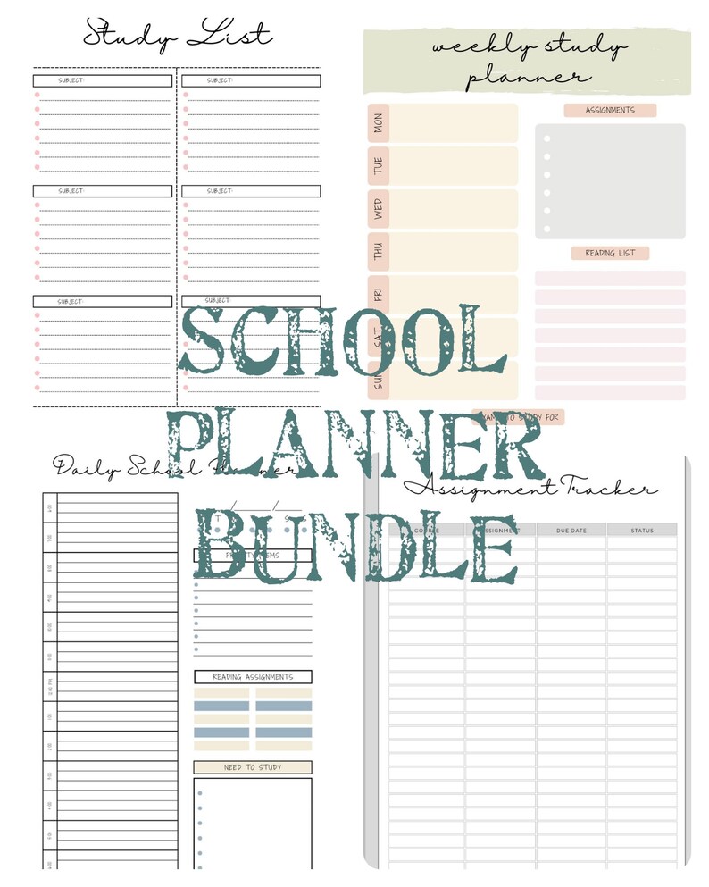 School Planner Bundle Digital Download Printable College High School ...