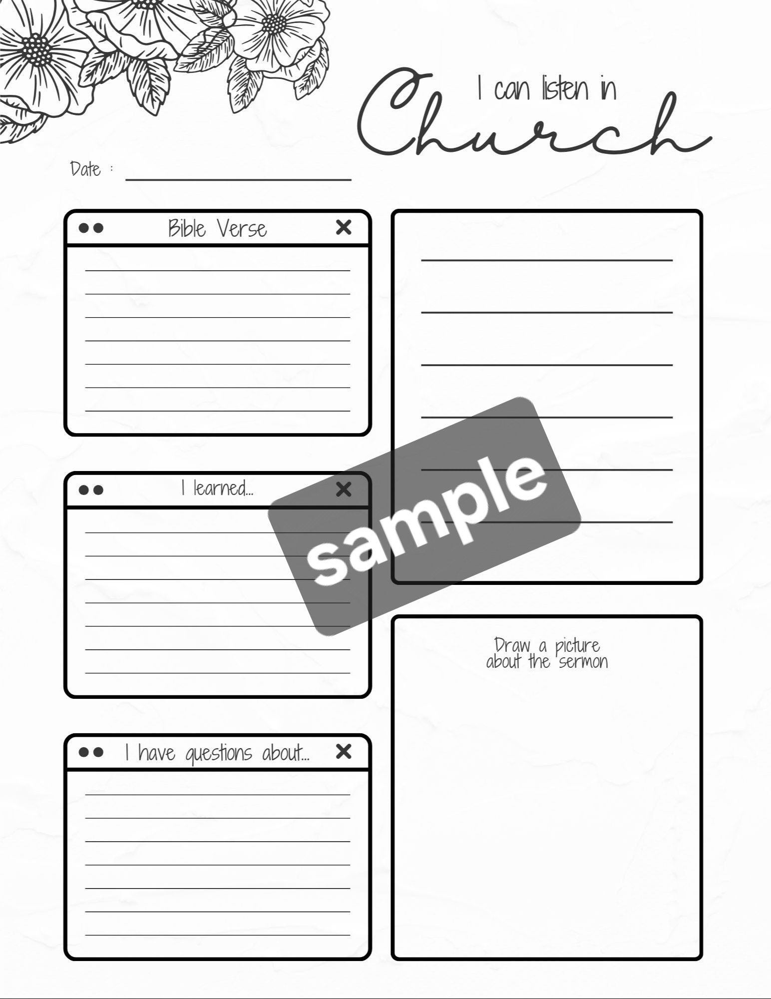 Church Notes for Adults and Kids Printable Downloadable Sermon Coloring ...