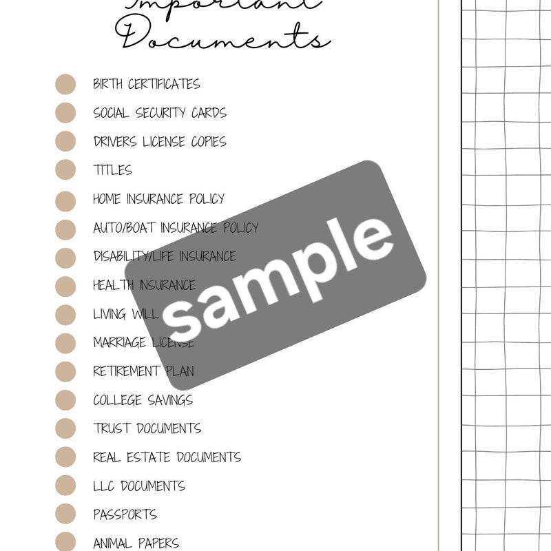 Important Document Binder - Etsy