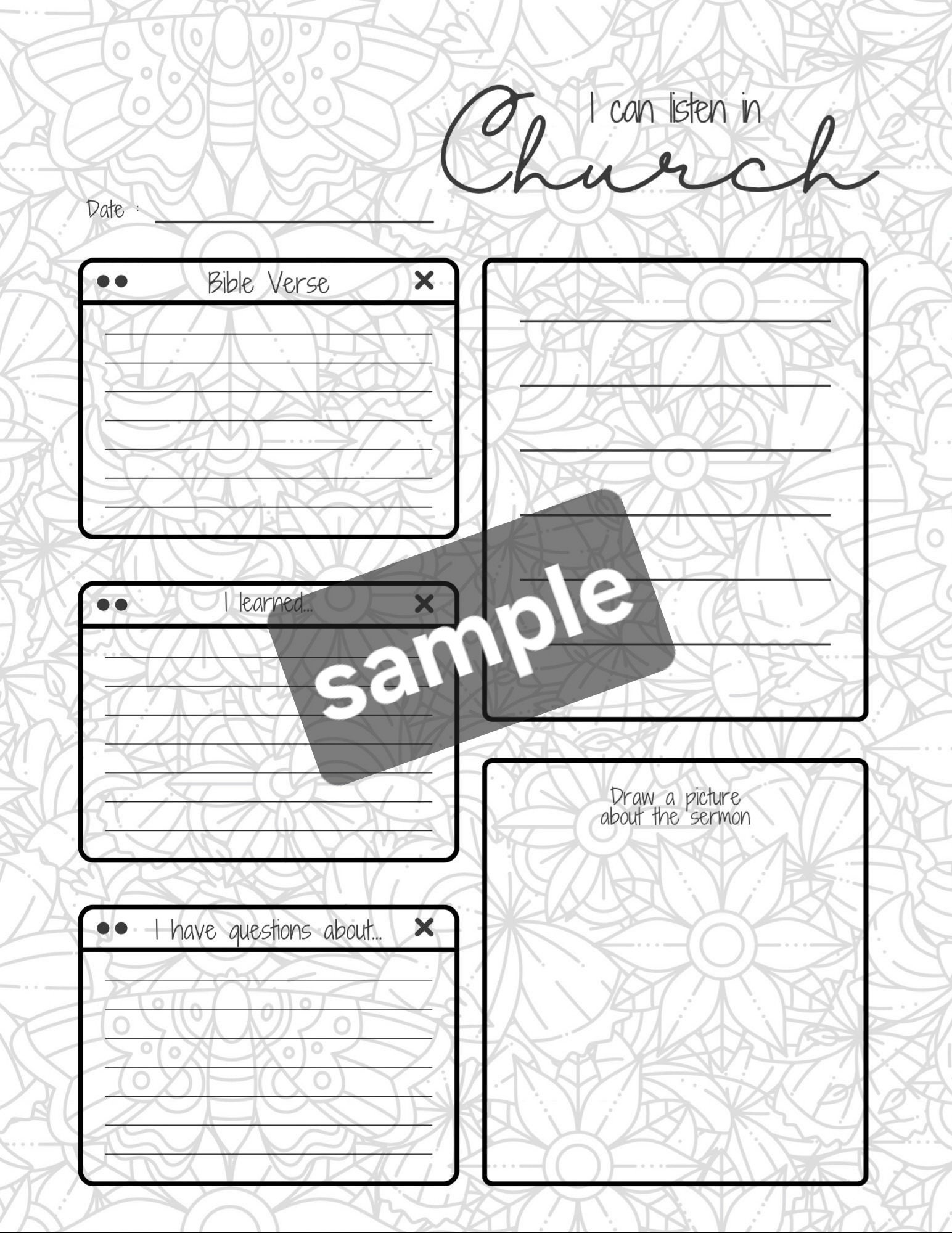 Church Notes for Adults and Kids Printable Downloadable Sermon Coloring ...