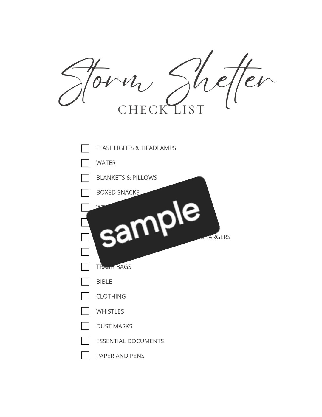 Storm Shelter Check List Tornado Digital Download Printable - Etsy