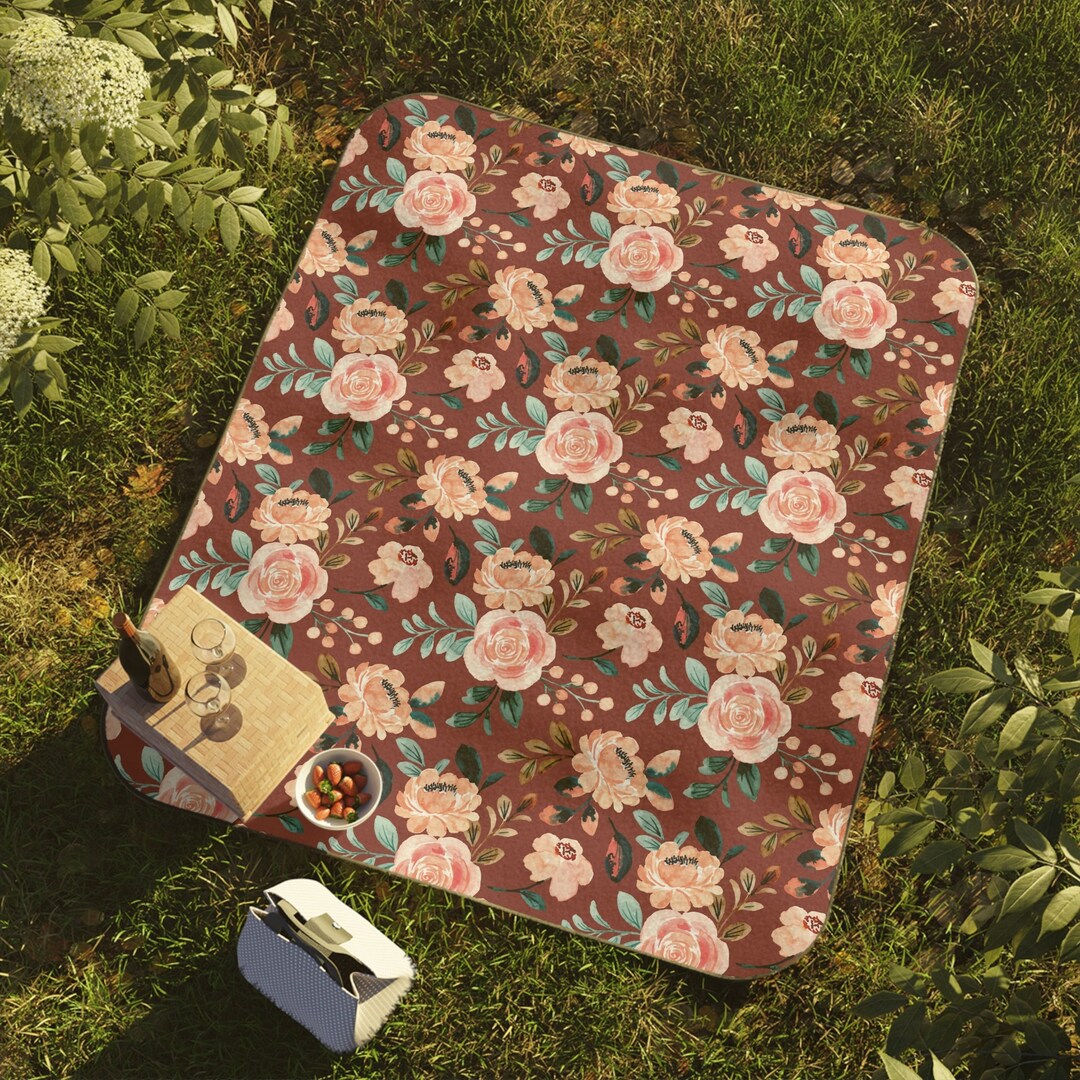Portable Wildflower Design Waterproof Picnic Blanket Roll up Mat for ...