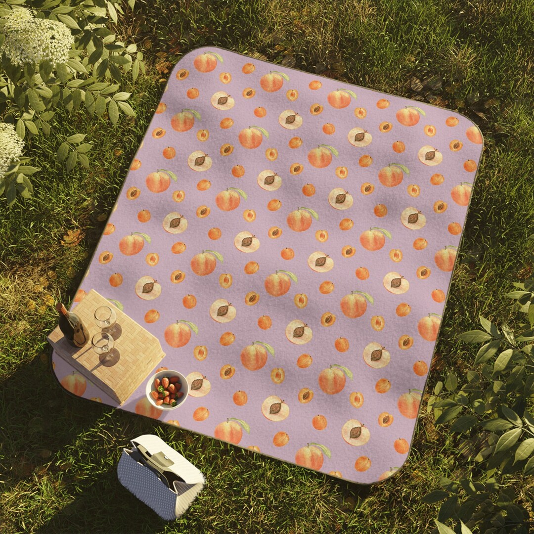 Foldable Picnic Mat With Peach Design Waterproof, Roll Up, and Compact ...