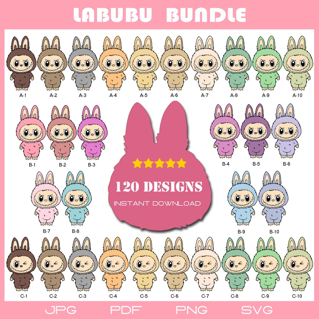120 Labubu Designs Svg Png Bundle, Labubu Png Svg, Laser Cut Labubu ...