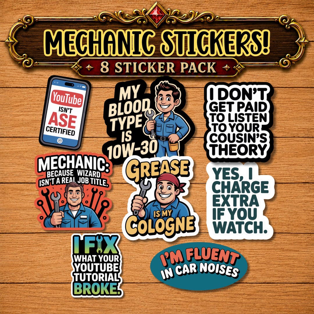 Mechanic Stickers - Funny Car Repair - Decals - Gift for Mechanics ...