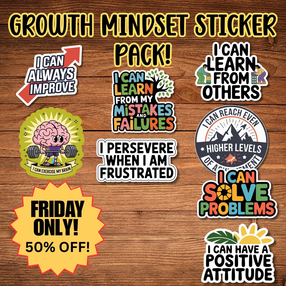 Growth Mindset Stickers for Kids and Teachers, Positive Mindset ...