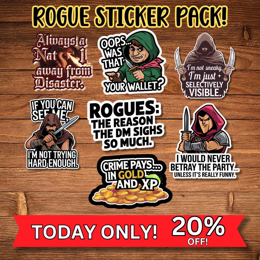 Funny Rogue Dnd Stickers: Waterproof Vinyl Decals for Gamers - Etsy