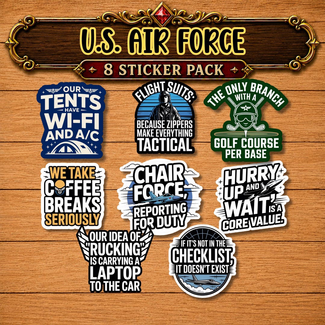 Air Force Stickers, Water-resistant Vinyl Decals, Funny Military Pack ...